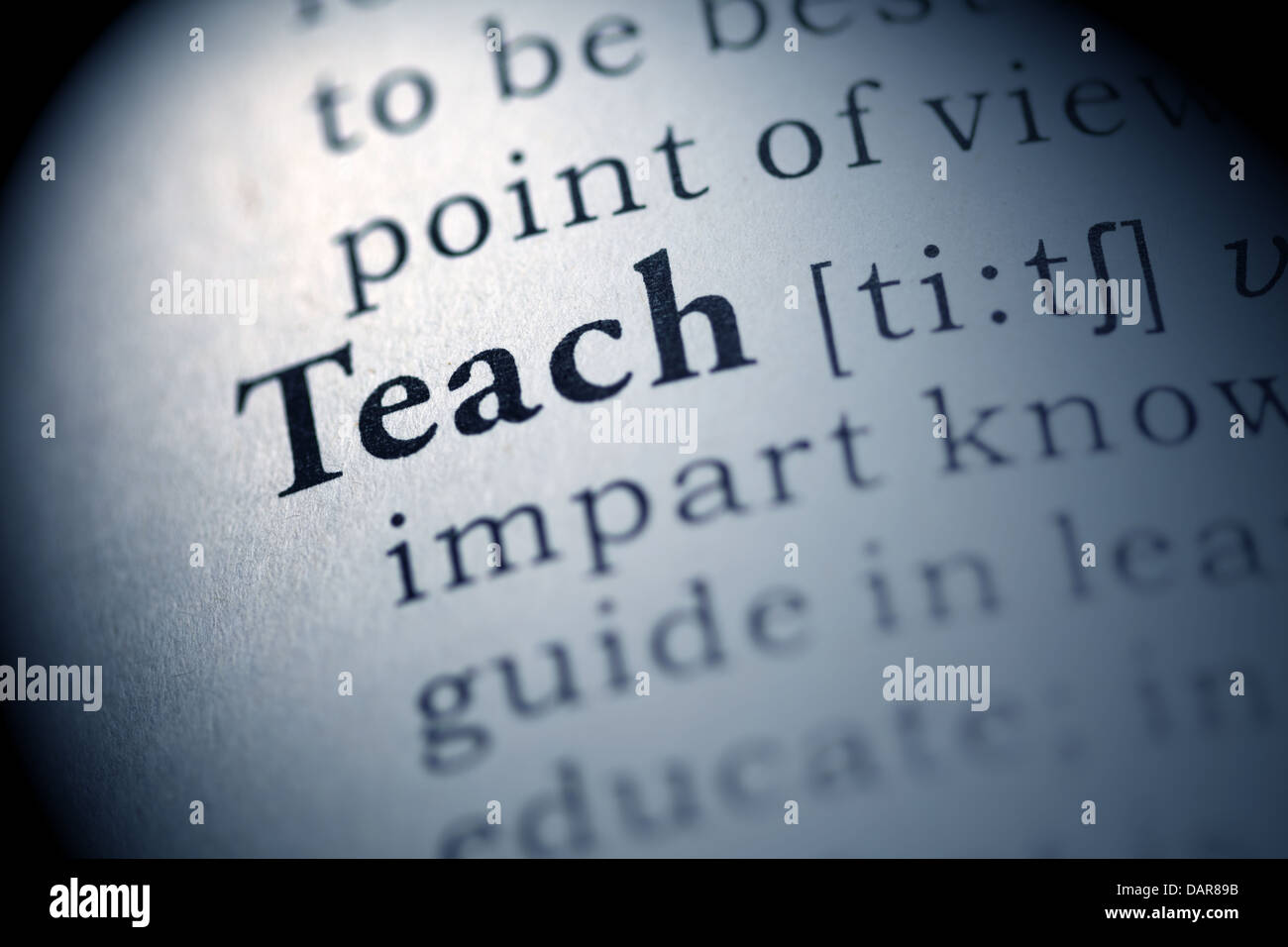 Fake Dictionary, Dictionary definition of the word Teach Stock Photo ...