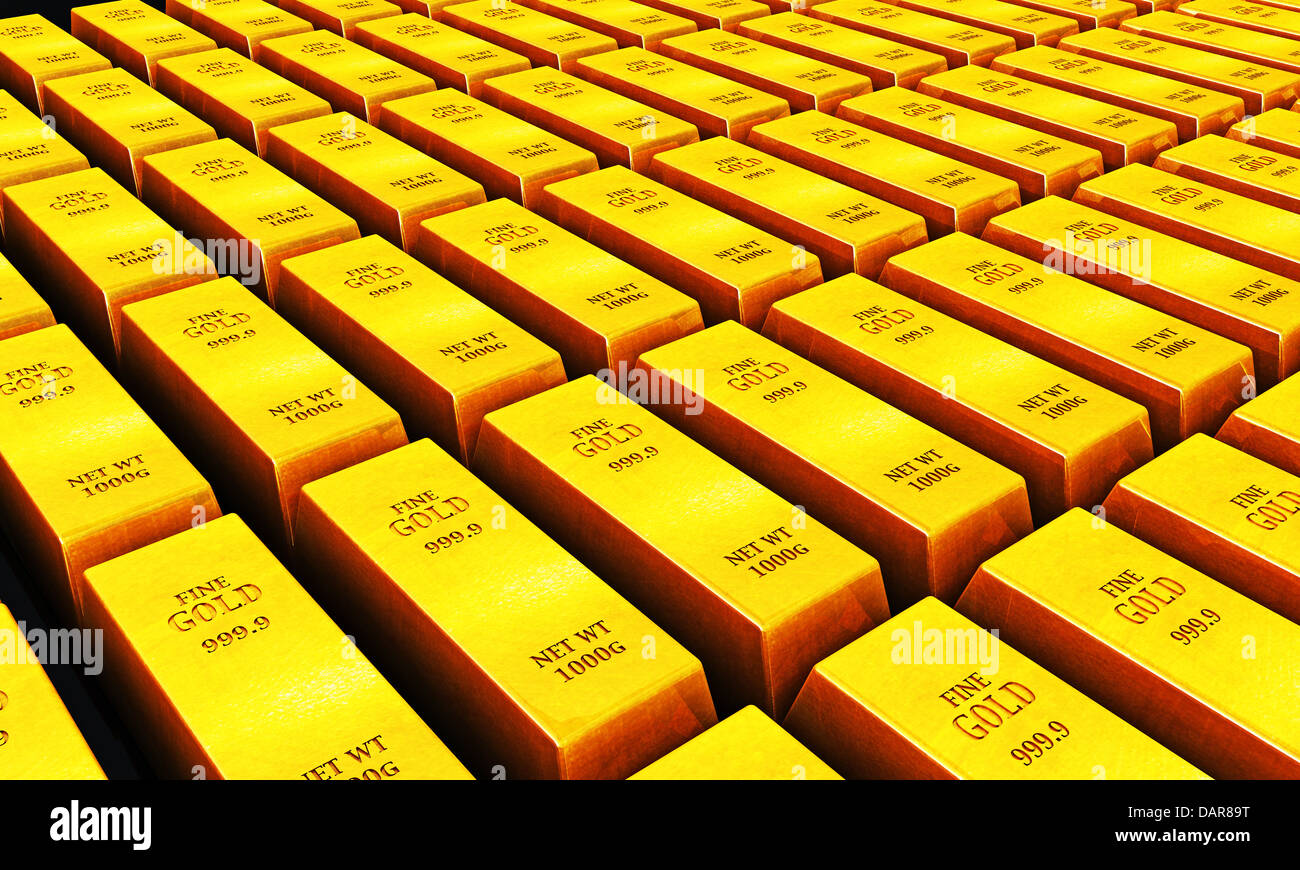 gold ingots isolated on black background Stock Photo - Alamy