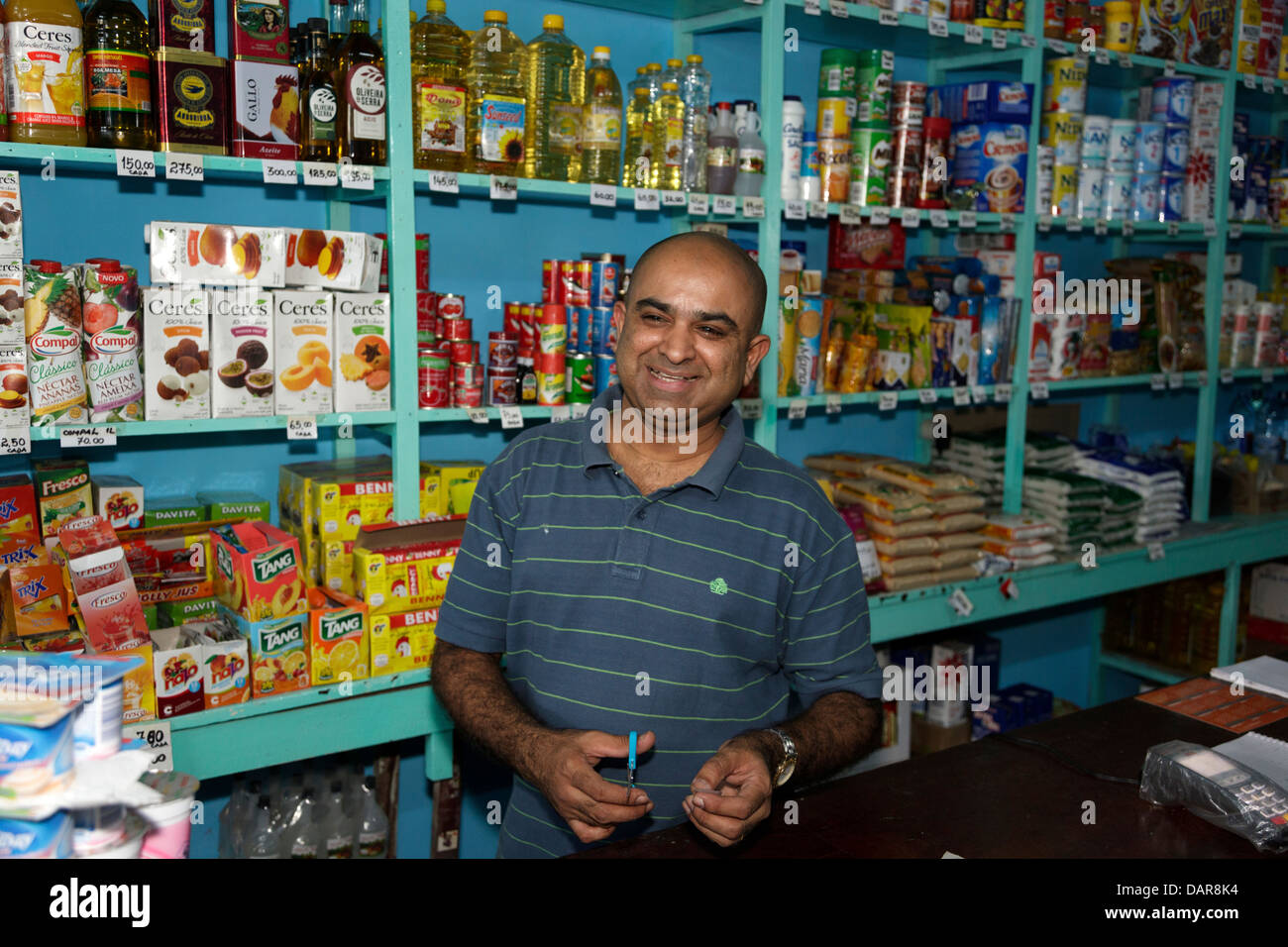 Africa, Mozambique, Inhambane. Portrait of shopkeeper in store Stock ...