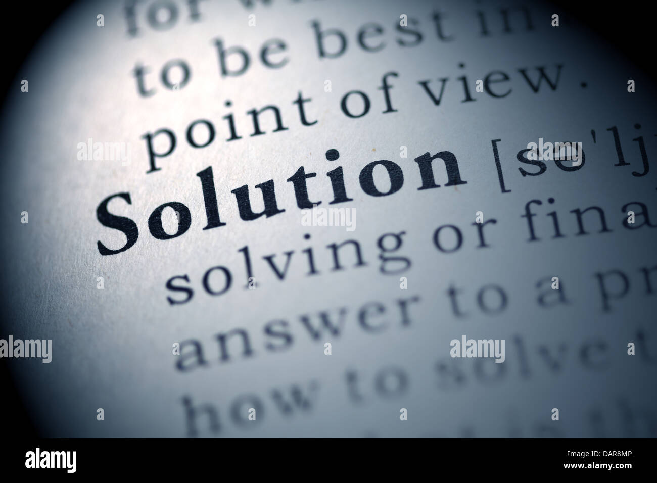 Fake Dictionary, Dictionary definition of the word Solution Stock Photo ...