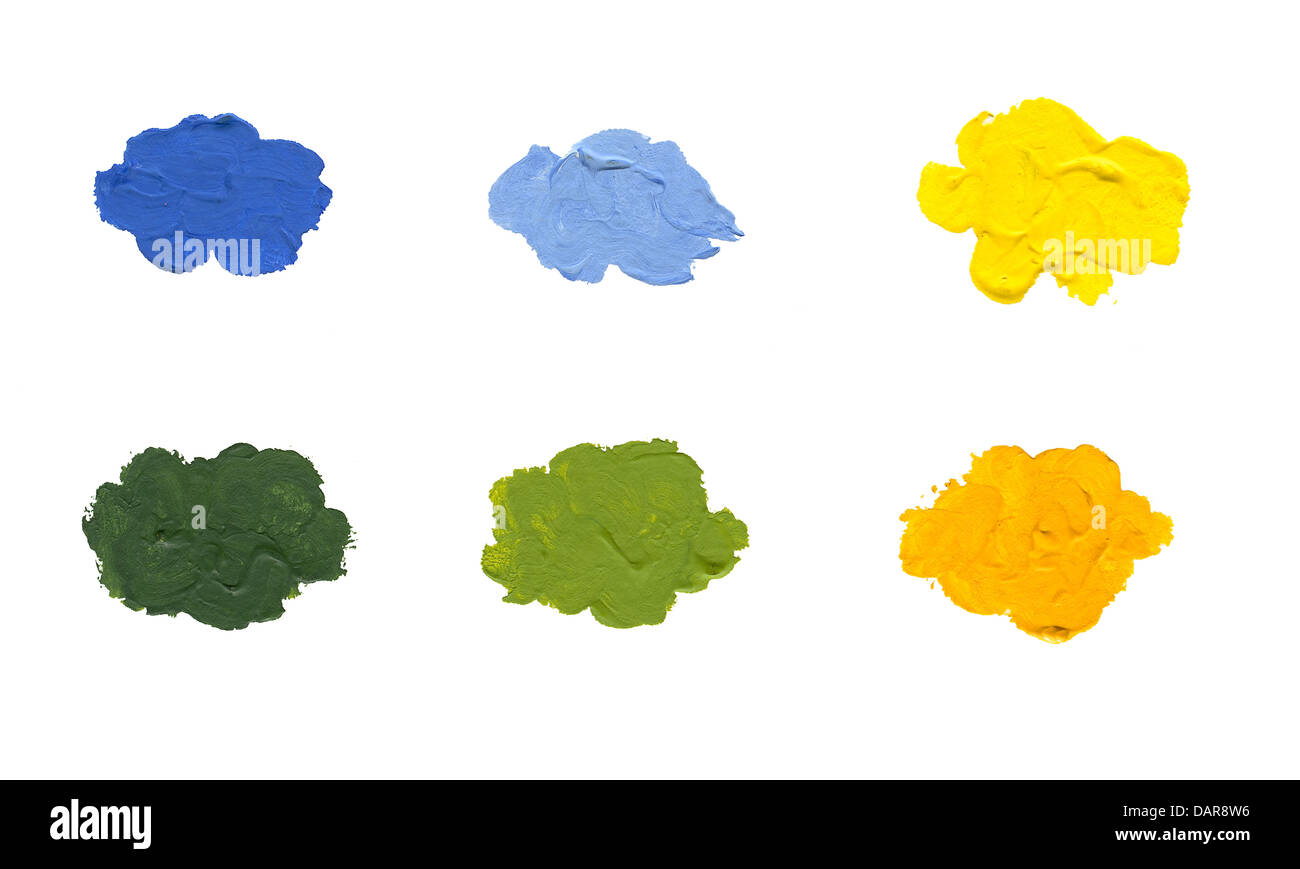 Acrylic color spots on white background isolated Stock Photo - Alamy