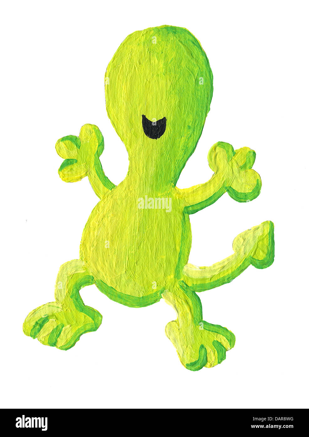 Acrylic illustration of little dragon jumping for joy Stock Photo - Alamy