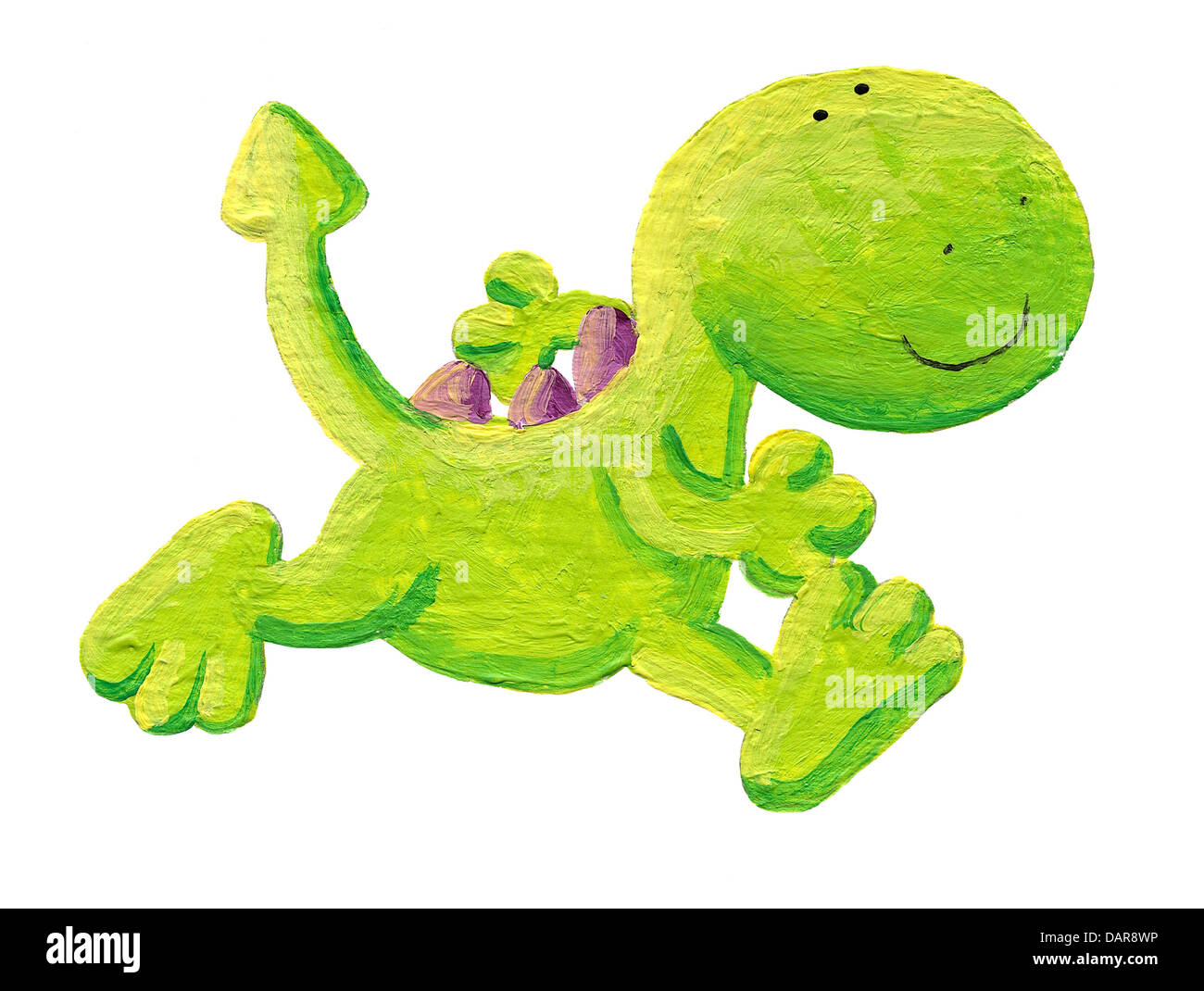 Acrylic illustration of little dragon running Stock Photo - Alamy