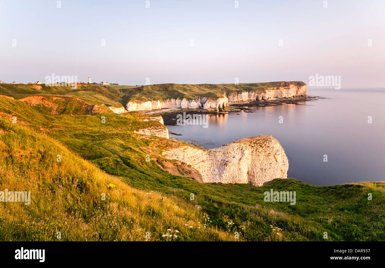 The high chalk cliffs, promontory, and coastline flanked by the North ...