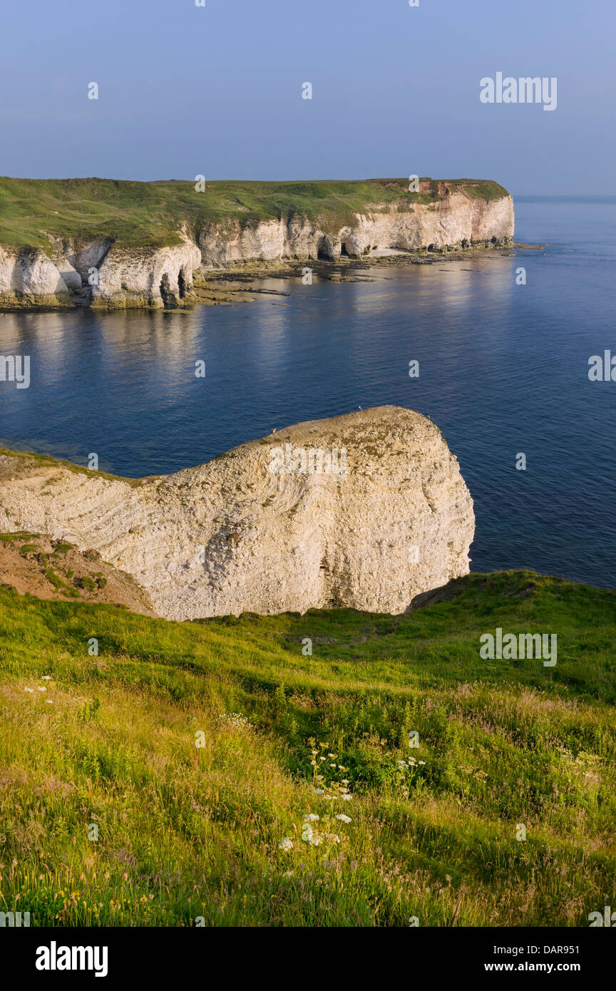 The high chalk cliffs, promontory, and coastline flanked by the North ...