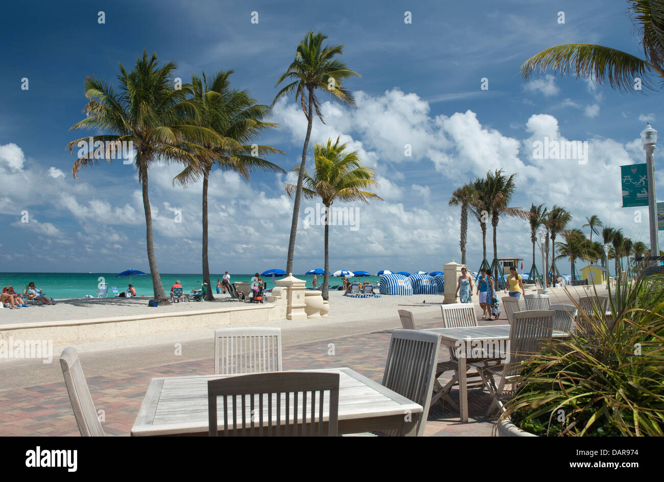 OUTDOOR SIDEWALK CAFE ON BEACHFRONT PROMENADE HOLLYWOOD BEACH FLORIDA ...