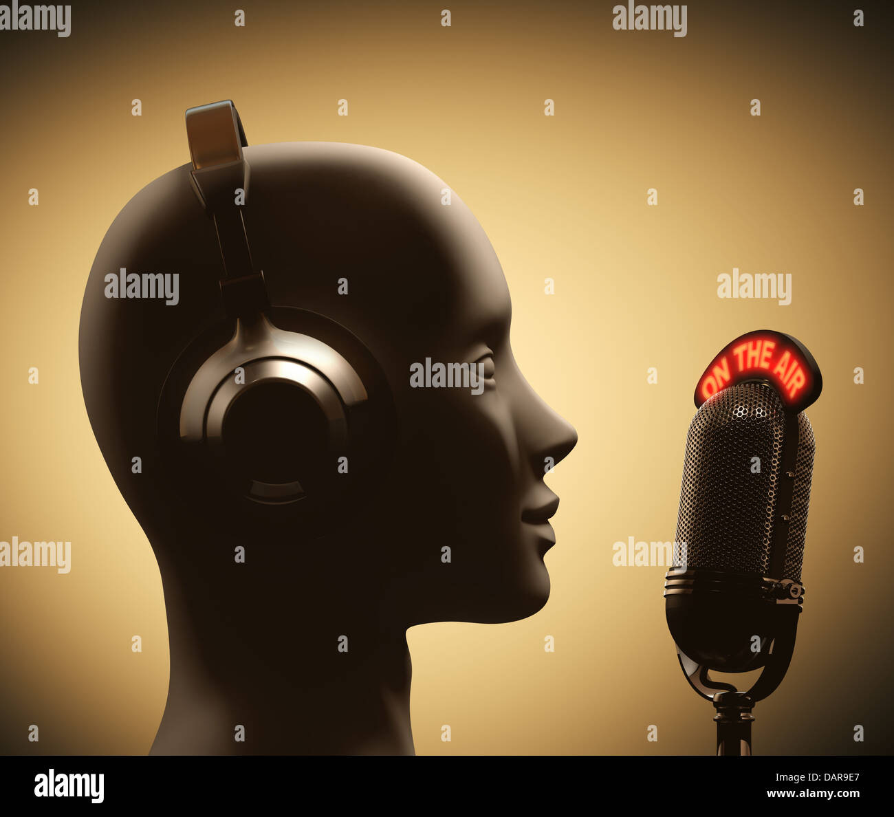 Microphone in front of the human head Stock Photo - Alamy