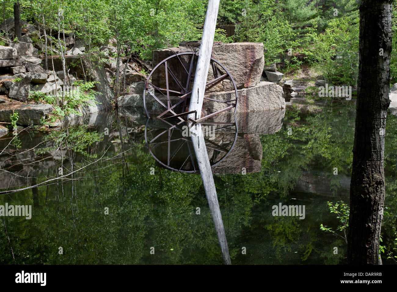A wooden derrick mast is left to decay at the Redstone Red Granite ...