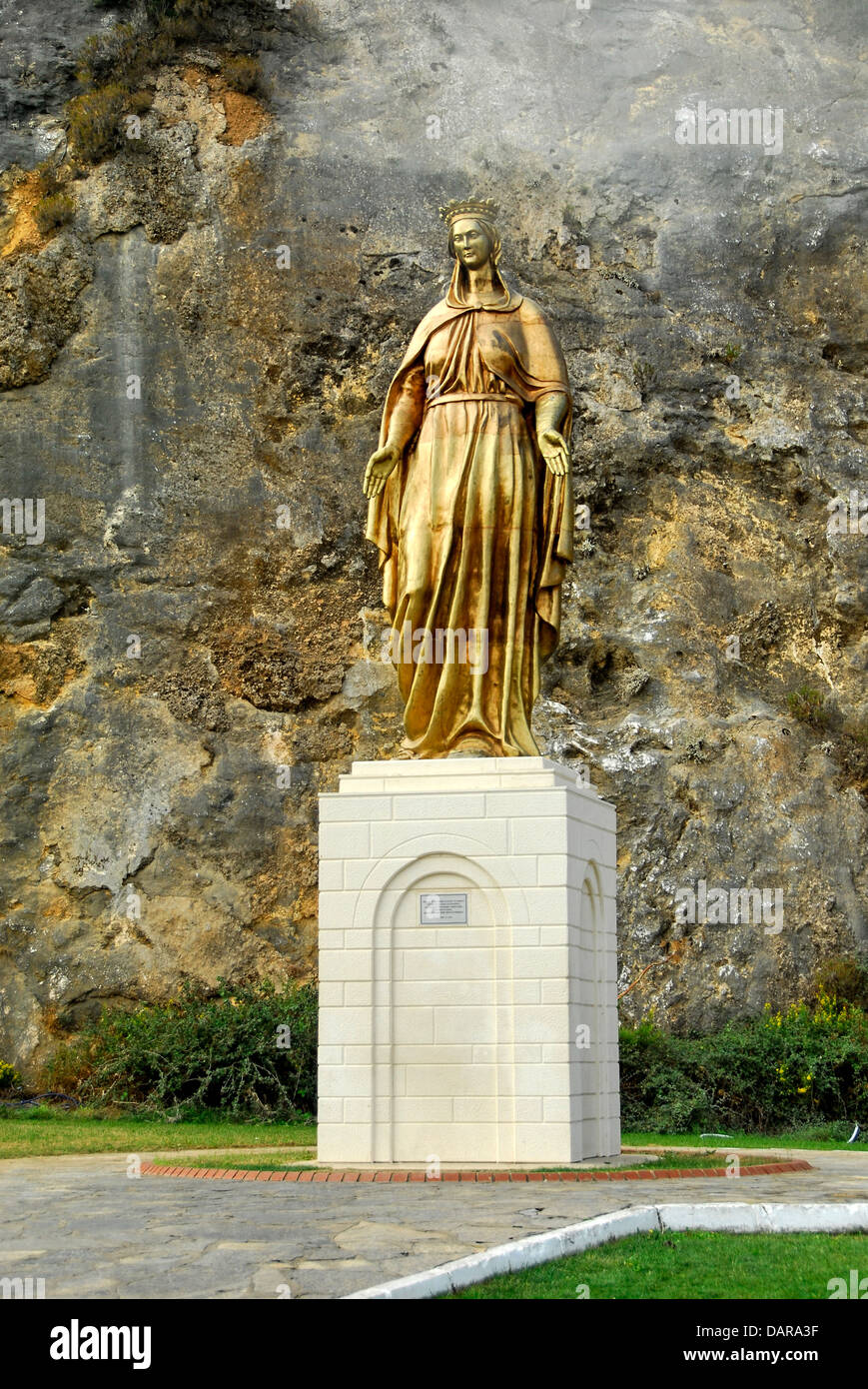 Statue of the Virgin Mary at the entrance to the House of Mary on Mt ...
