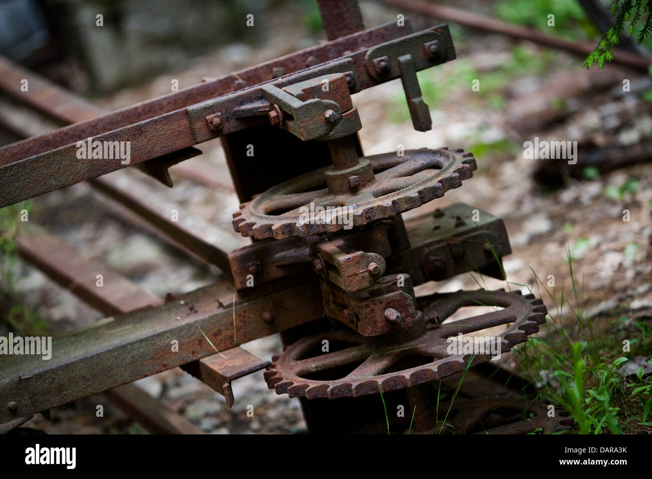Old machineries are left to decay at the Redstone Red Granite quarry in ...