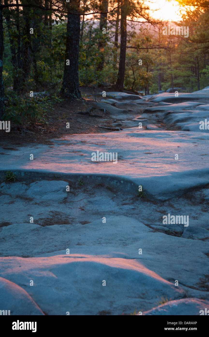 The granite trail on Atlanta, Georgia's Stone Mountain is bathed in the ...