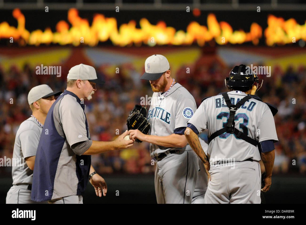 July 4, 2013 - Arlington, TX, USA - Seattle Mariners relief pitcher ...