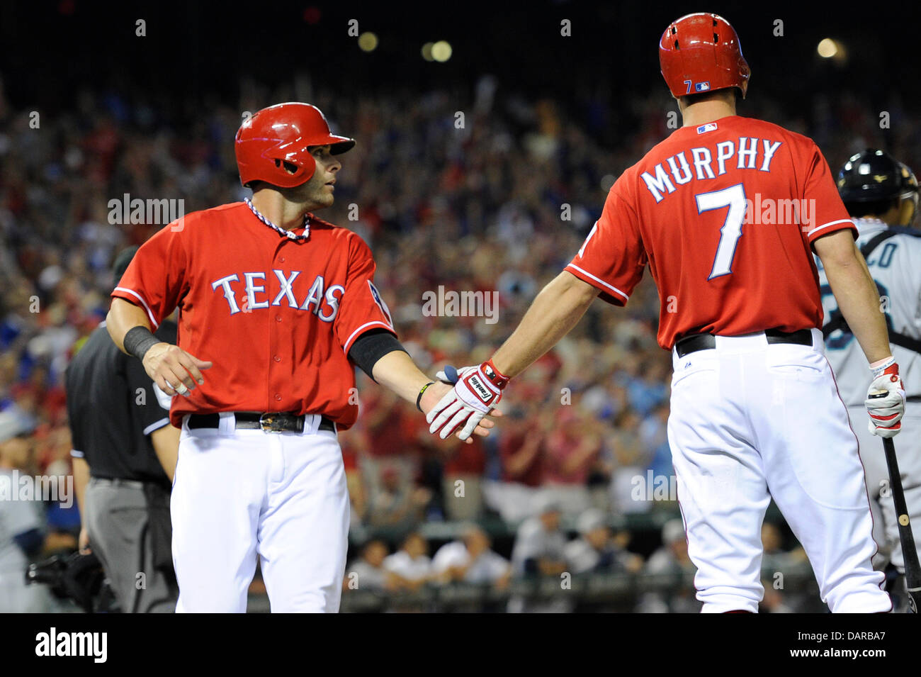 July 4, 2013 - Arlington, TX, USA - Texas Rangers first baseman Mitch ...