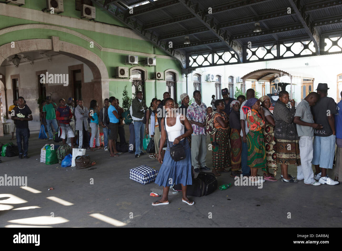 Africa, Mozambique, Maputo. People in line at Maputo Central Train ...