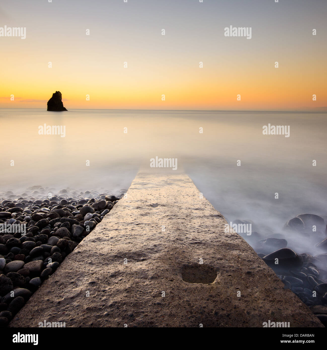 Jetty and misty seascape, Funchal, Madeira, Portugal Stock Photo - Alamy
