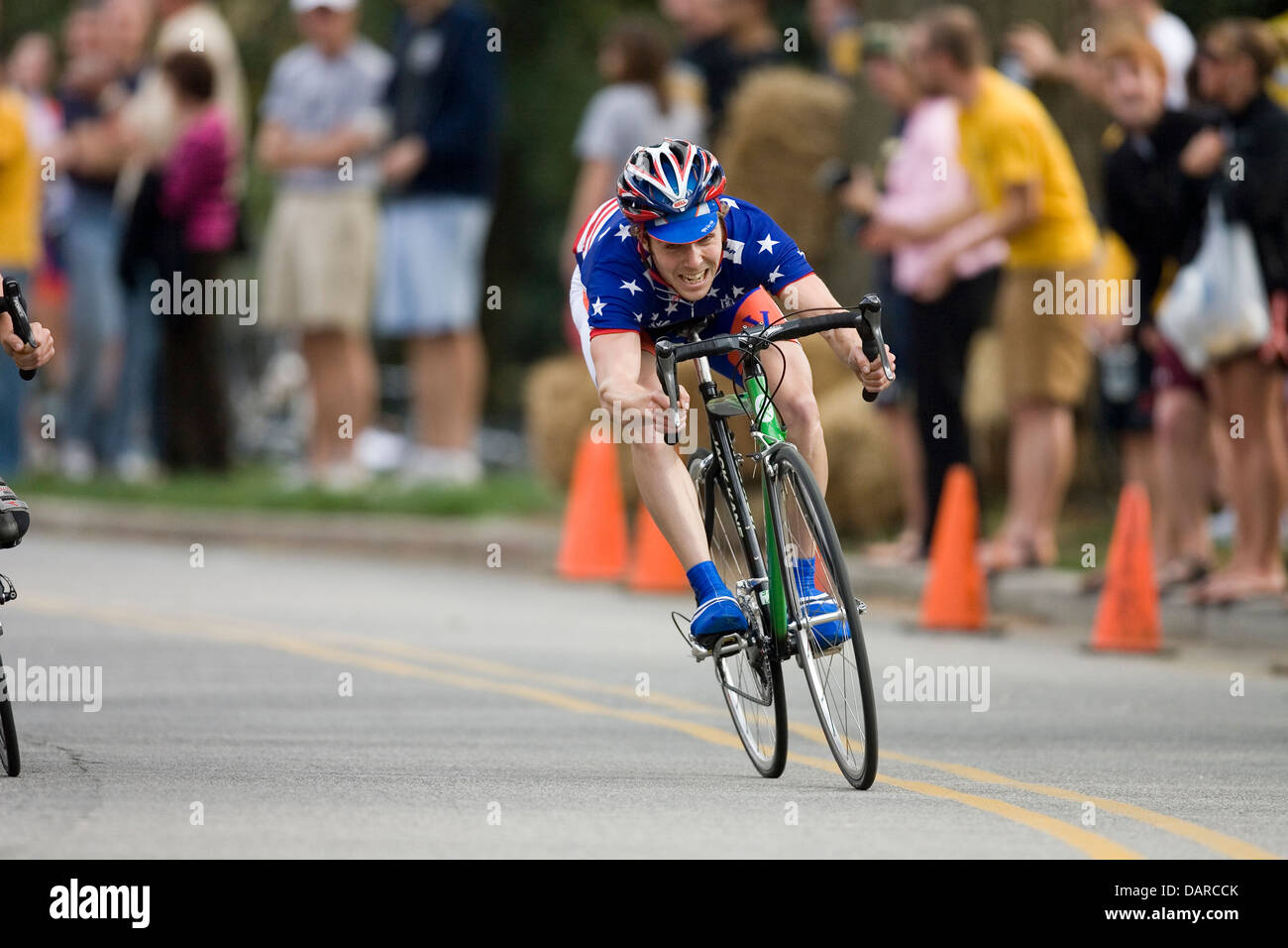 Cyclist Mark Hardman wearing his collegiate cycling national ...