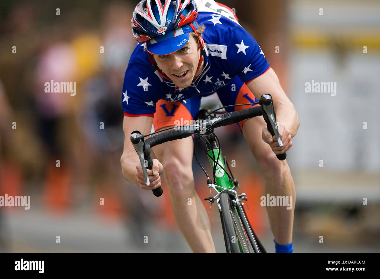 Cyclist Mark Hardman wearing his collegiate cycling national ...