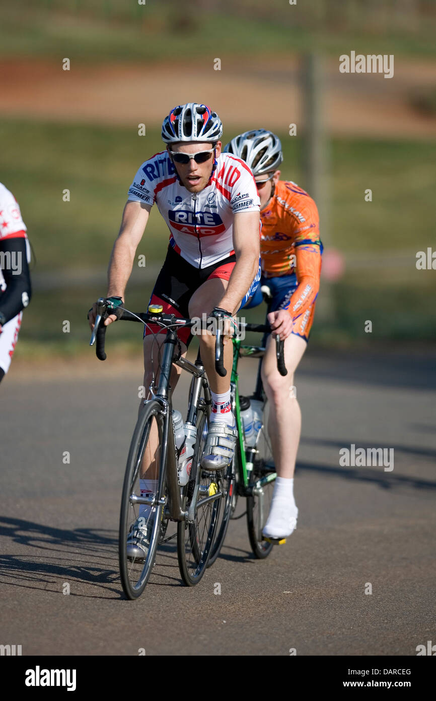 Male cyclists during a road race, Albemarle County, Virginia Stock ...