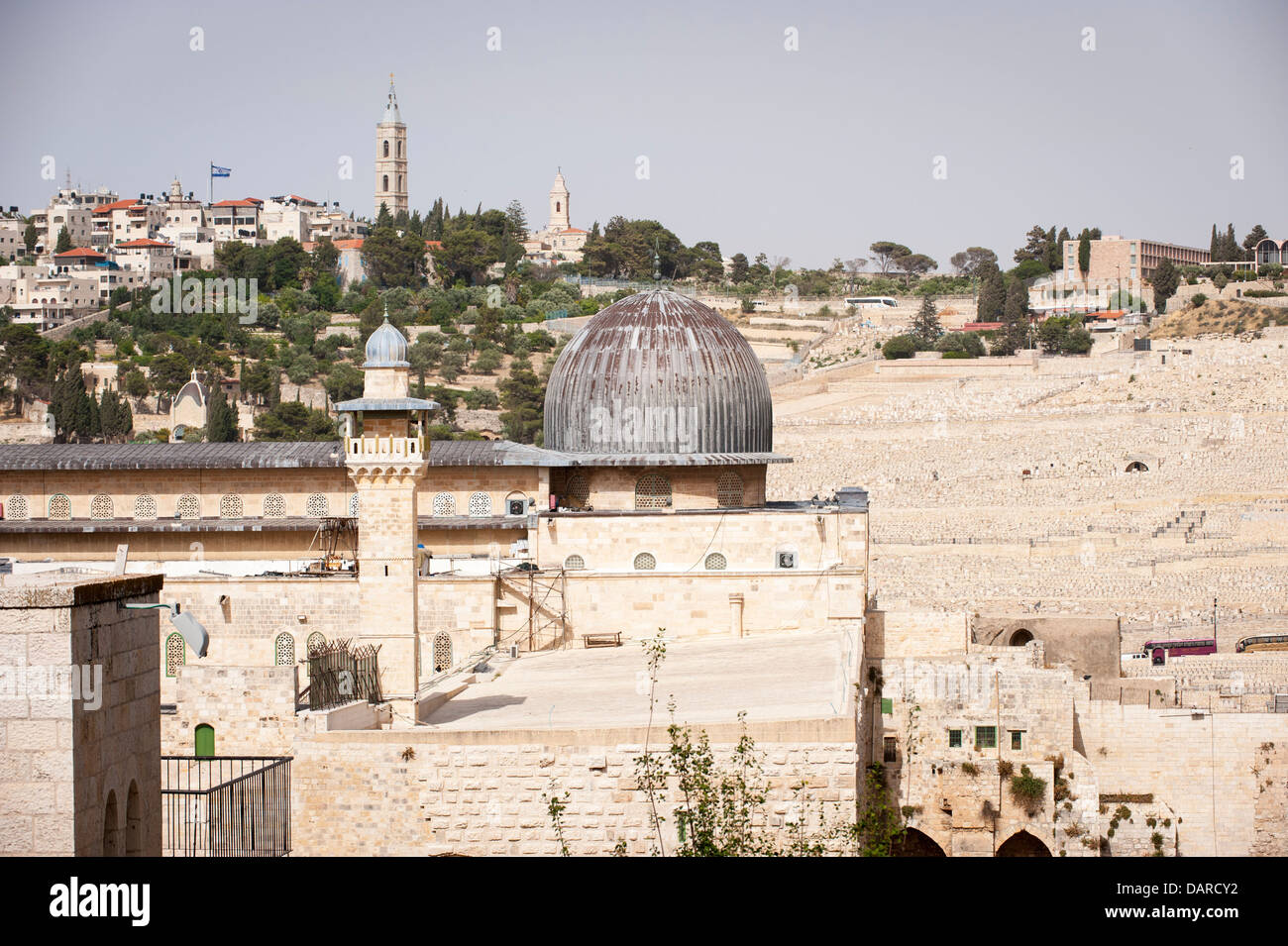 Israel Jerusalem Old City landscape panorama rooftop view Mount of ...