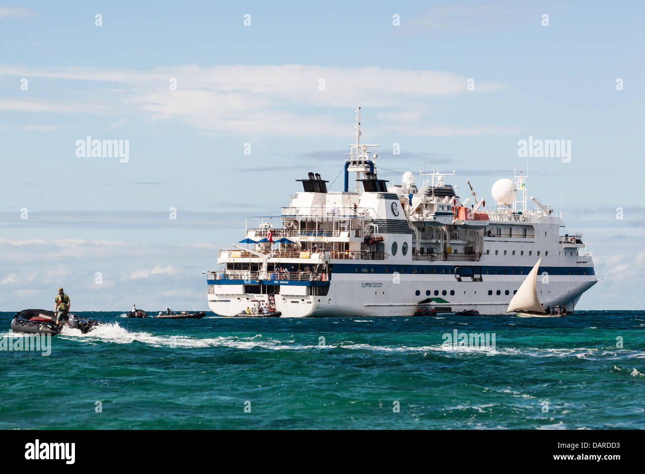 Africa, Mozambique, Ihla das Rolas. Clipper Odyssey boat and sailboat ...