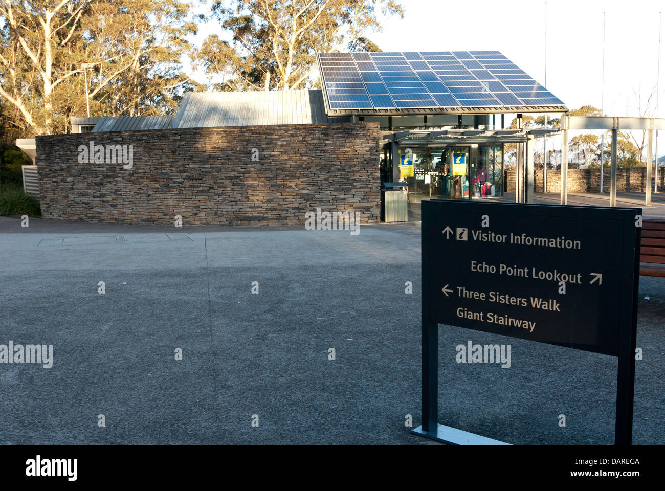 Directional signage outside the visitor information centre at Echo ...