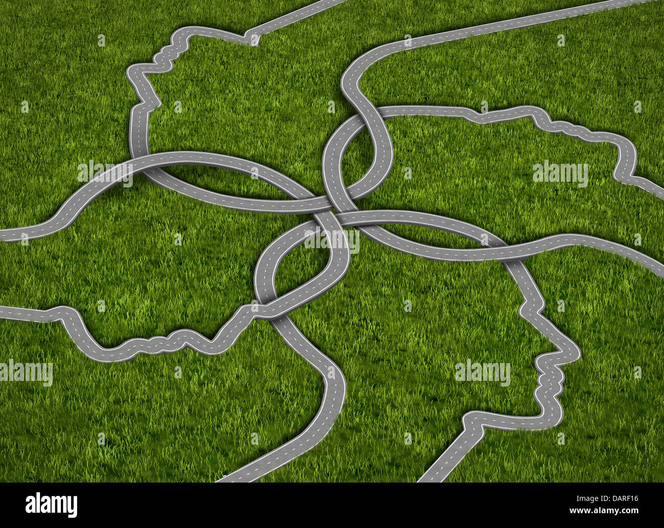 Common strategy business concept with a group of roads and highways in ...
