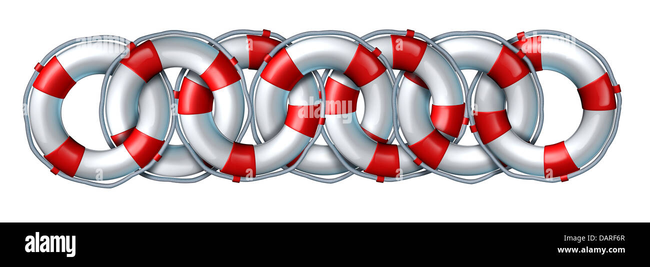 Rescue partnership and safety team concept with a linked chain group ...