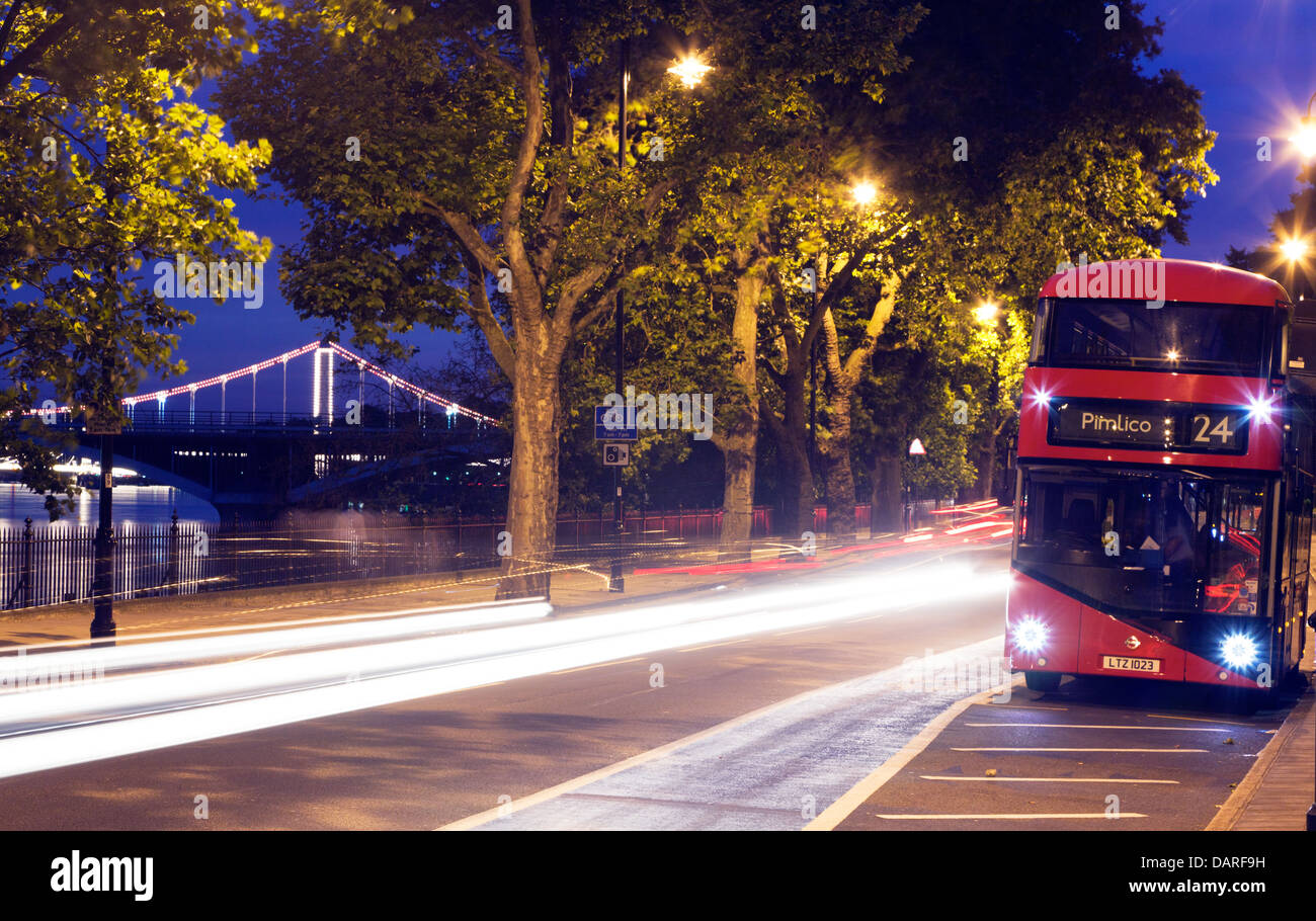 New London Bus Night London UK Stock Photo - Alamy
