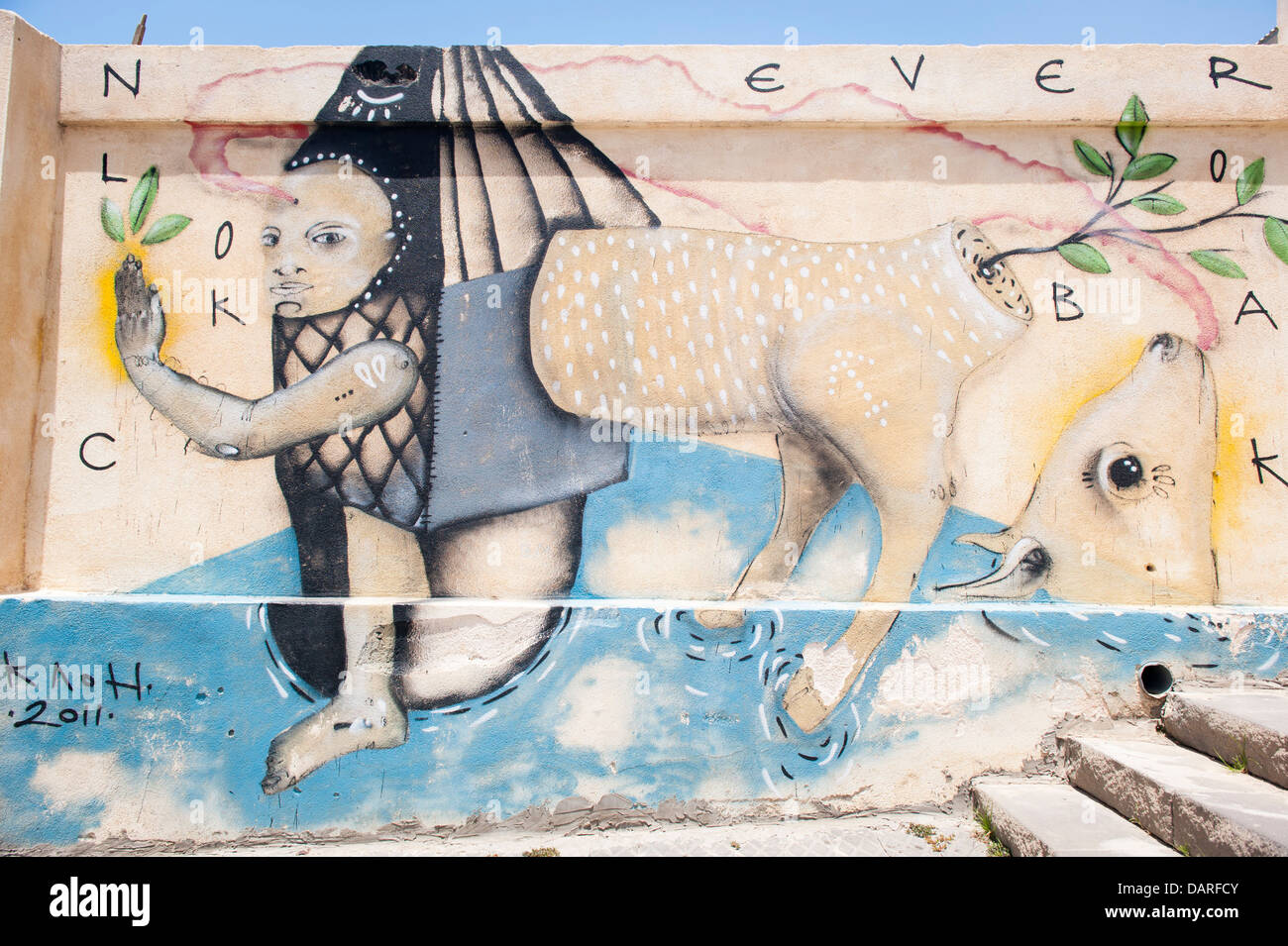 Israel Jaffa Yafo Old City graffiti street art mural fantasy animal ...