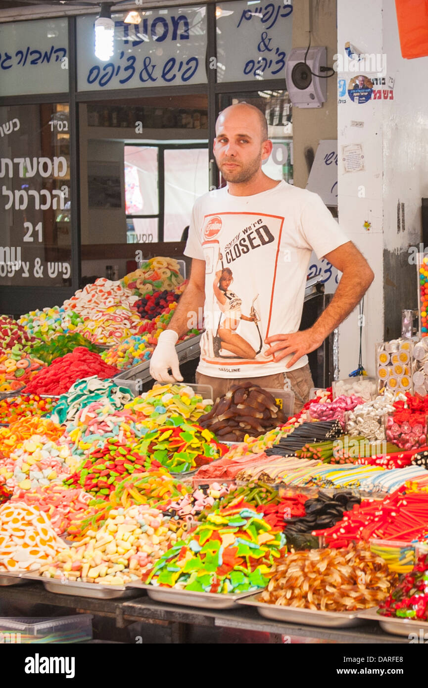 Israel Tel Aviv Carmel Market colourful colorful penny sweets pencil ...