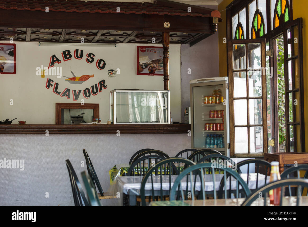Africa, Tanzania, Zanzibar, Stone Town. Interior shot of cafe Stock ...