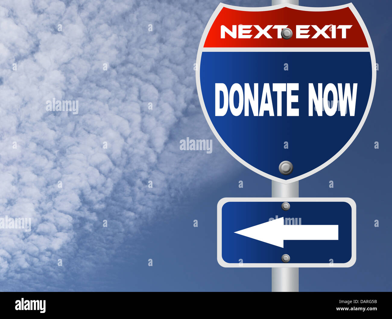 Donate now road sign Stock Photo - Alamy
