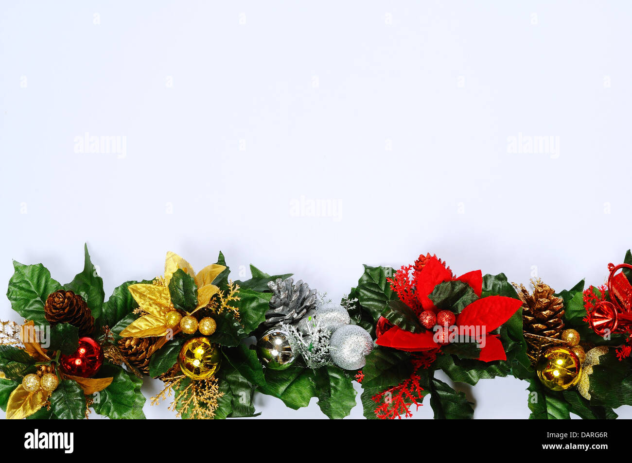 Christmas floral decoration edge on a white background Stock Photo - Alamy