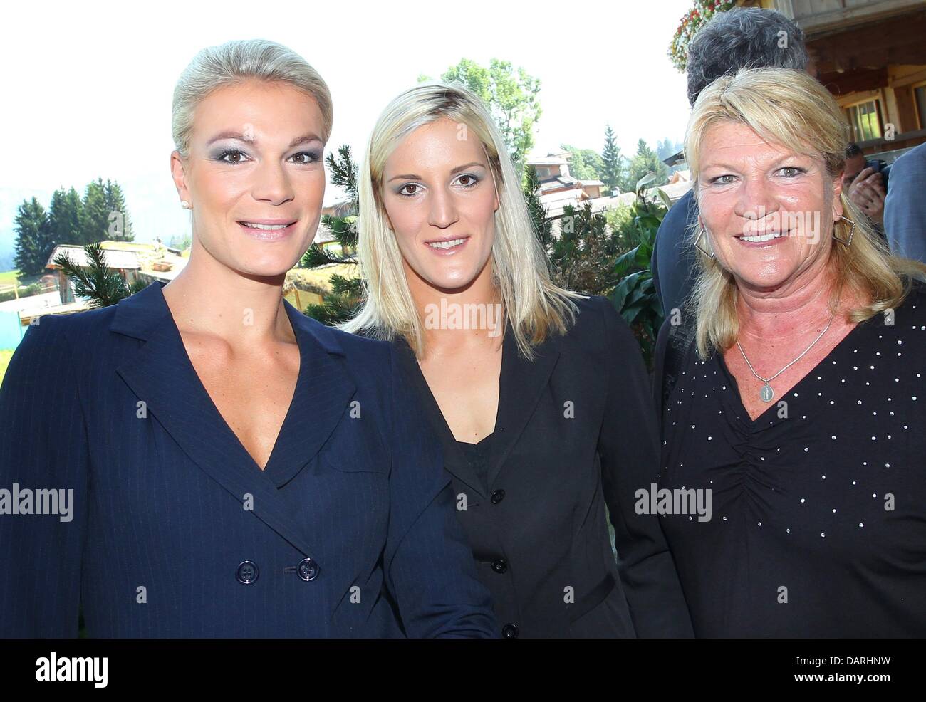 Going, Austria. 17th July, 2013. Ski racers Maria Hoefl-Riesch (L-R ...