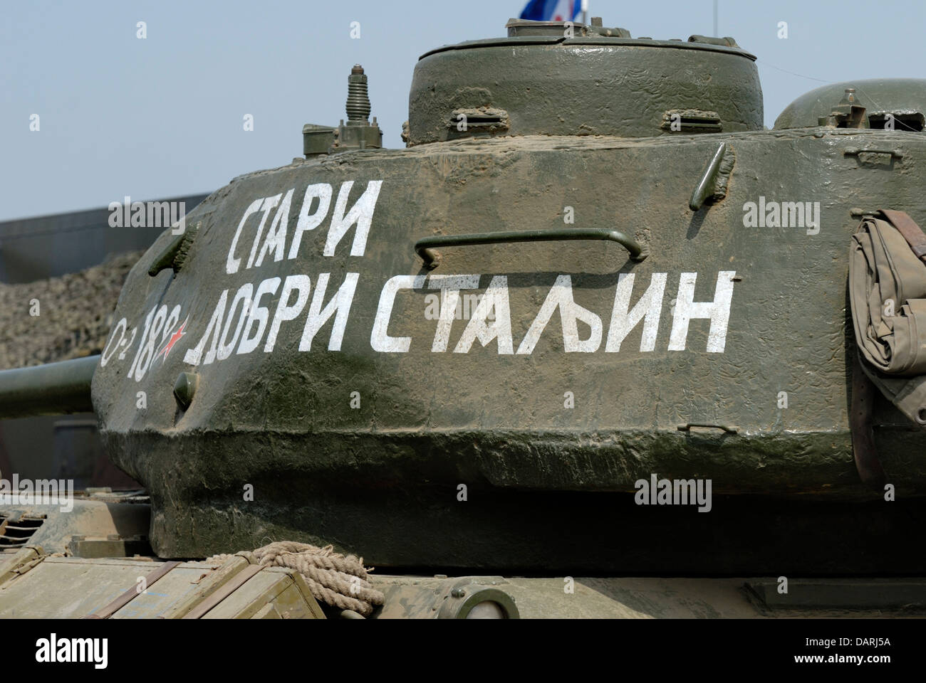 "Good Old Stalin" painted on the side of a tank in Yugoslav / Serbian ...