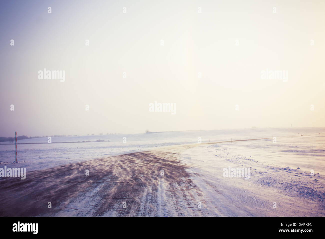 snowy land road at winter Stock Photo - Alamy