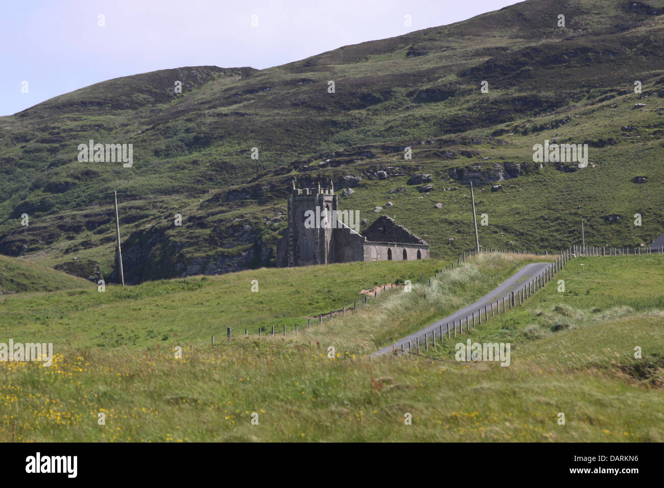 ruined church Kilchoman Isle of Islay Scotland July 2013 Stock Photo ...