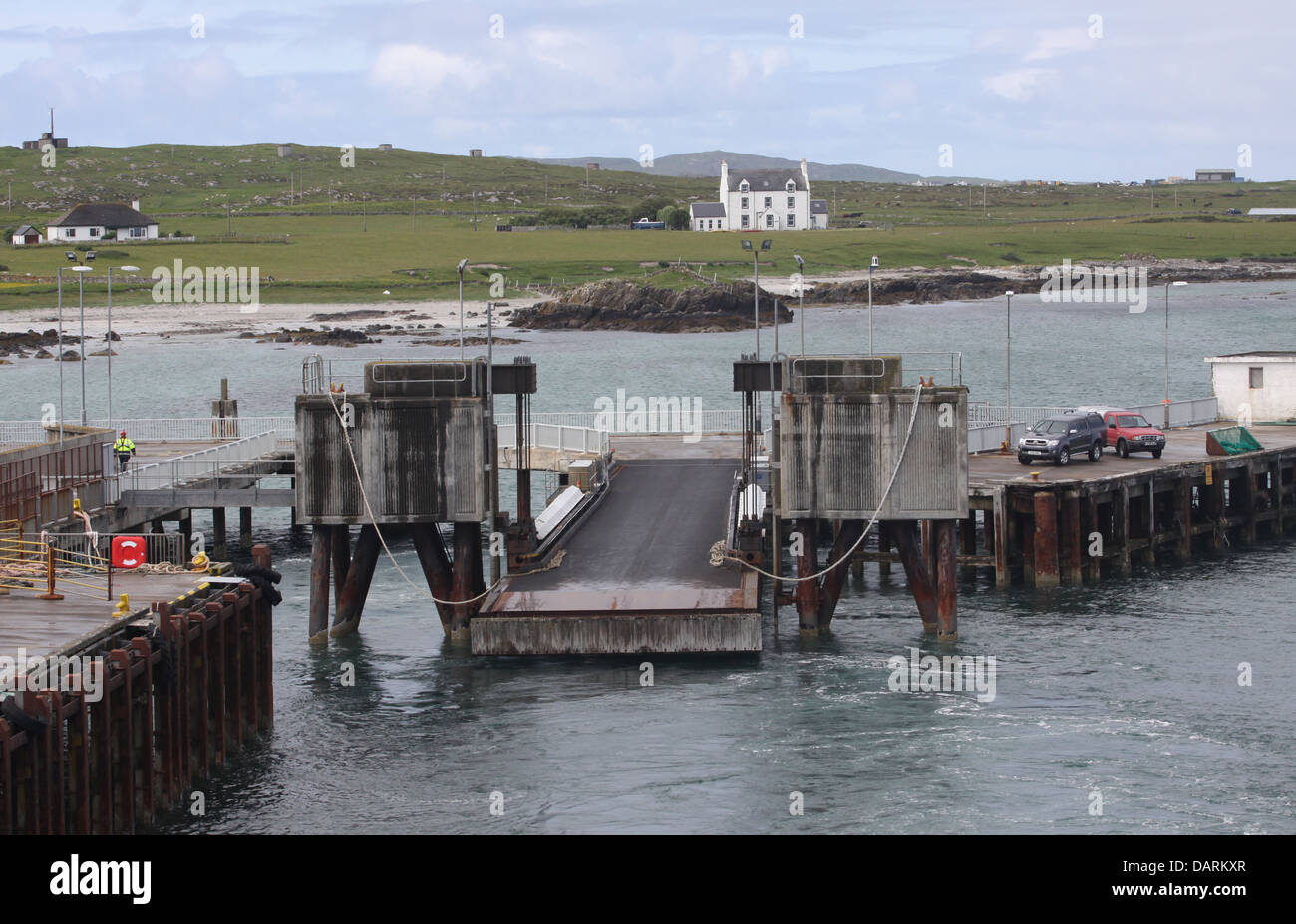 loading ramp and pier Isle of Tiree Scotland June 2013 Stock Photo - Alamy