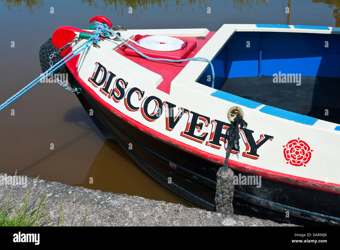Bow of Narrow Boat Discovery Moored on Trent and Mersey Canal at Rode ...