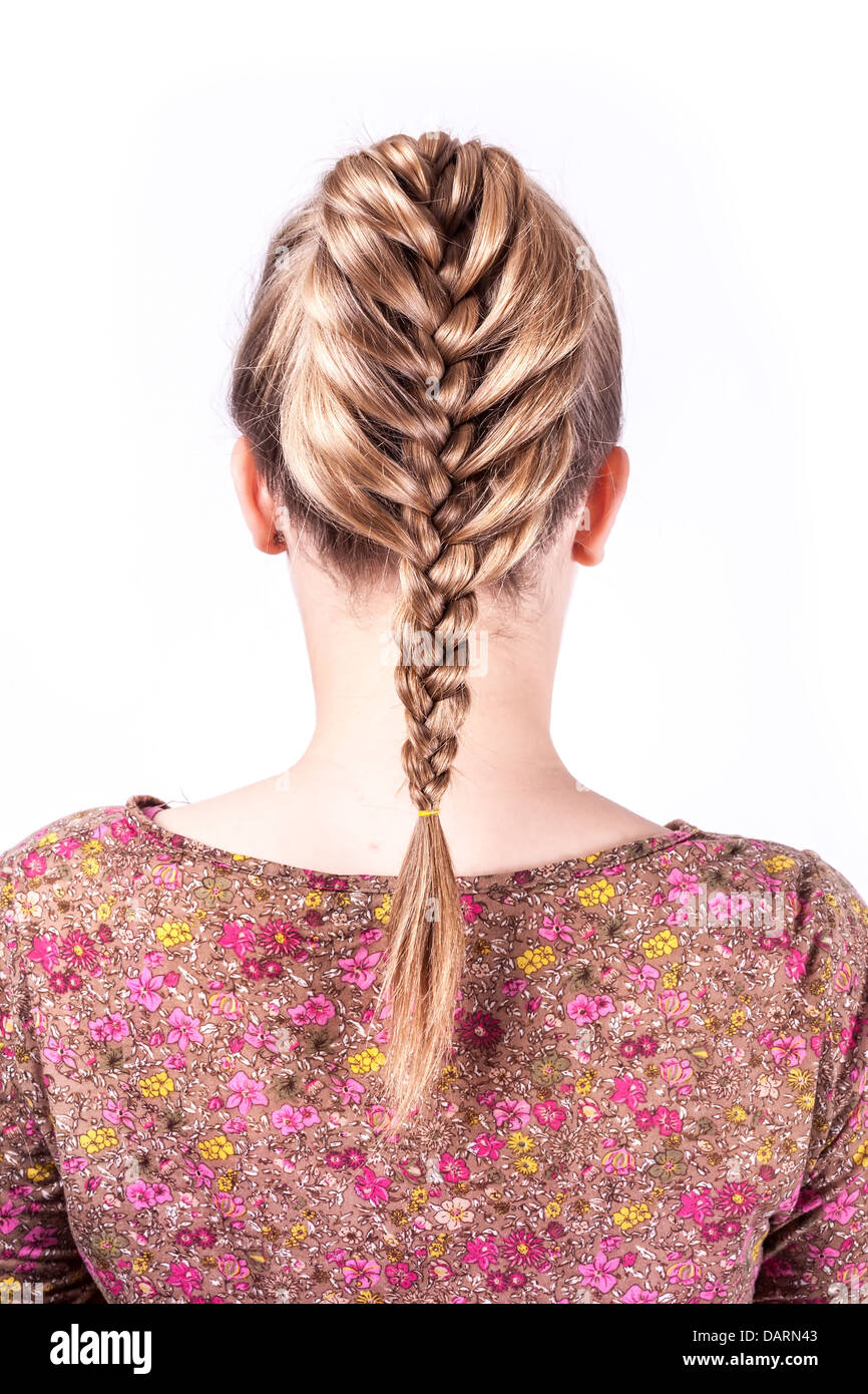 beauty wedding hairstyle rear view isolated on white Stock Photo - Alamy