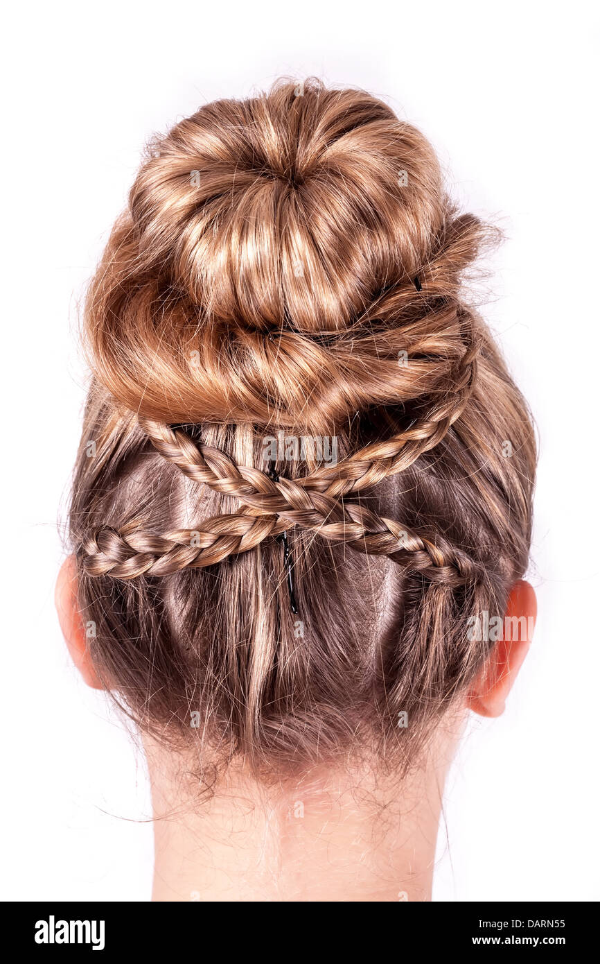 beauty wedding hairstyle rear view isolated on white Stock Photo - Alamy
