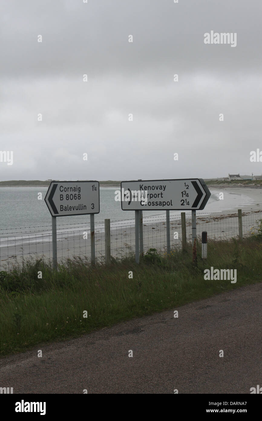 Road signs Isle of Tiree Scotland June 2013 Stock Photo - Alamy