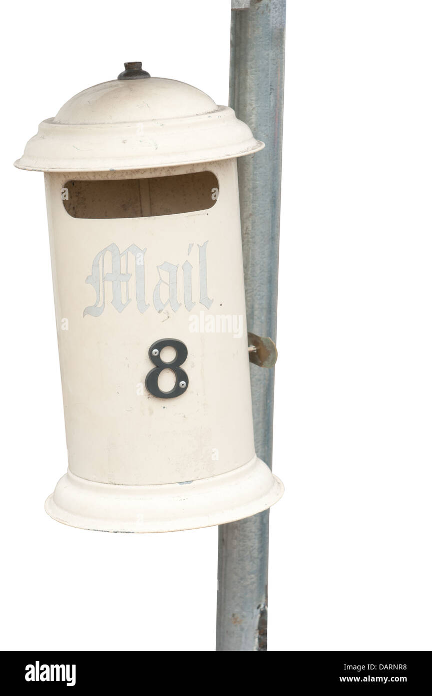 Number 8 on an isolated cream letterbox Stock Photo - Alamy