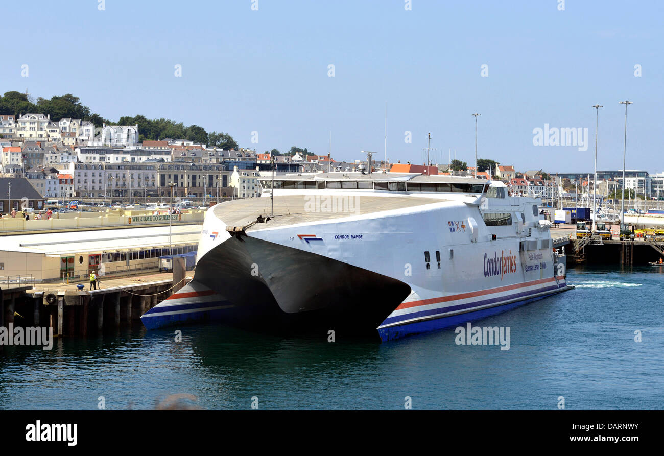 Condor Rapide catamaran ferry in Guernsey, Channel Islands Stock Photo - Alamy
