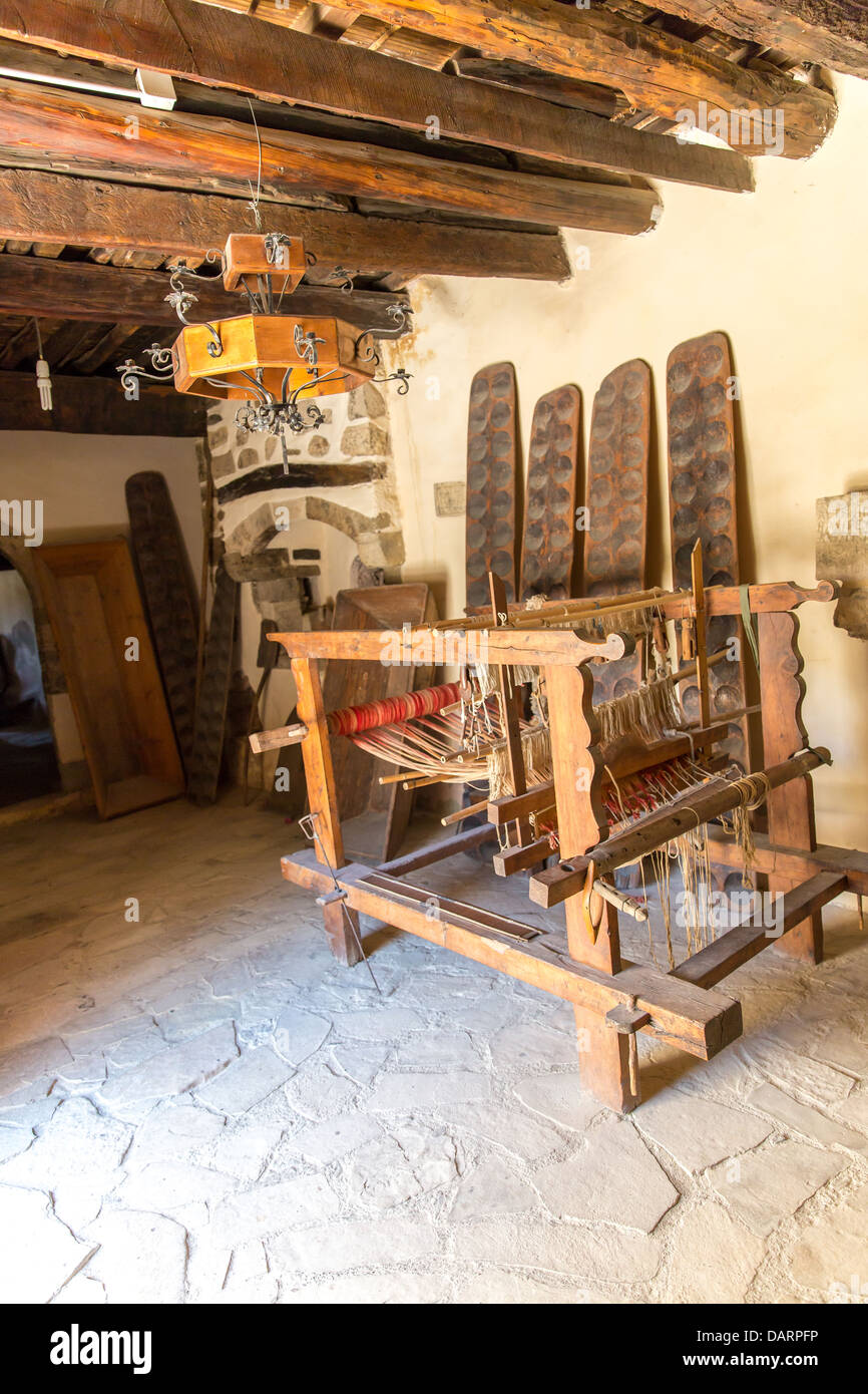 Loom with threads in Museum with artifacts of ancient Greek in ...