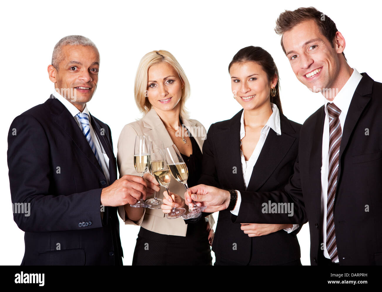 Happy team celebrating work toast hi-res stock photography and images ...