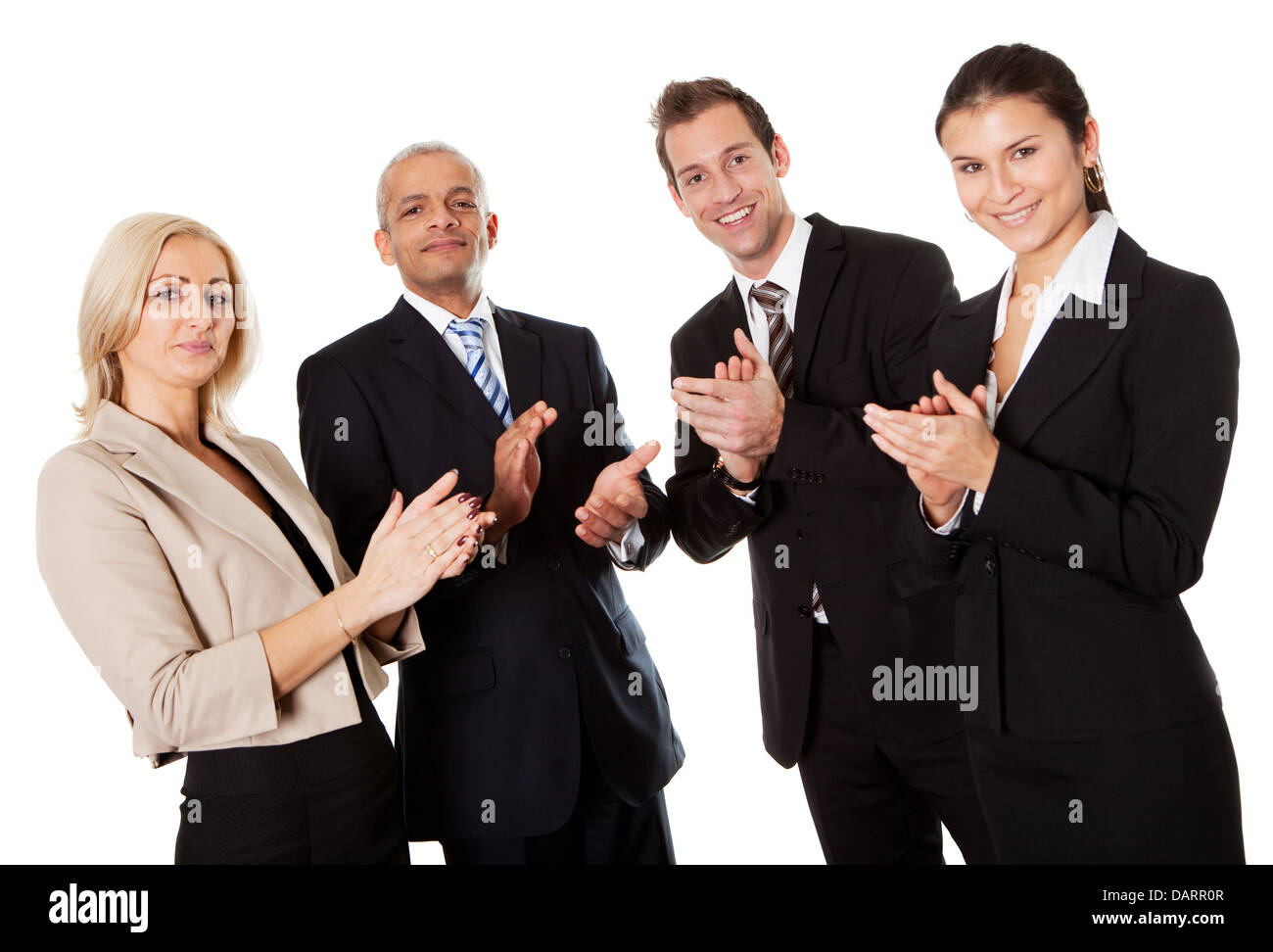 Four business people applauding Stock Photo - Alamy