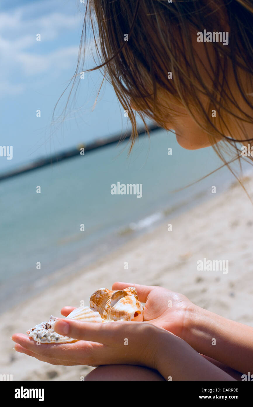 girl with shells Stock Photo - Alamy