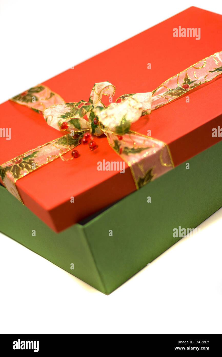 red and green gift box Stock Photo - Alamy