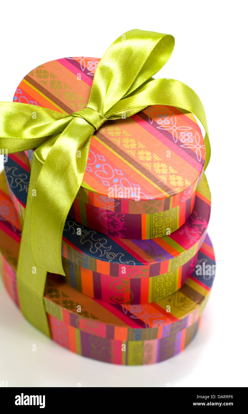 pyramid of colorfull gift boxes Stock Photo - Alamy